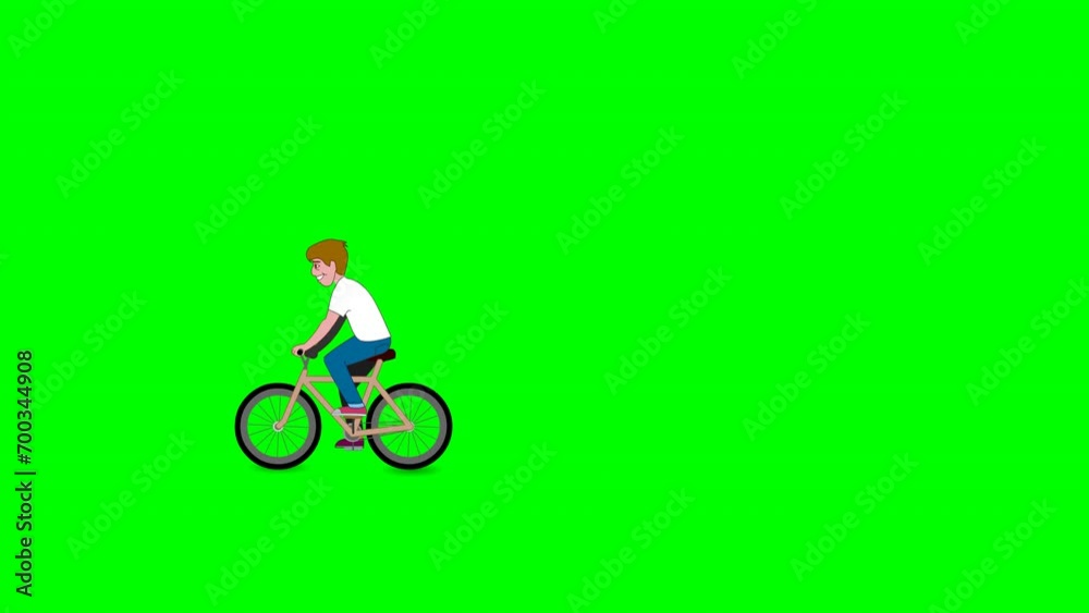 Bicyclist, rider man bike cycle animated. Bicycle animation. Young guy ...