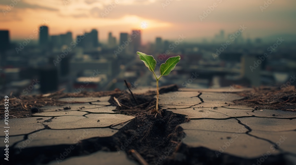 Tree sprout emerges through parched soil - a powerful metaphor ...