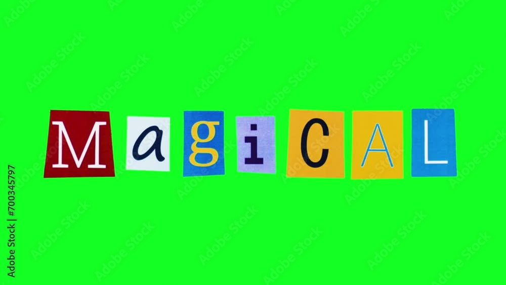 Text magical with moving letters on chroma key in stop motion animation ...