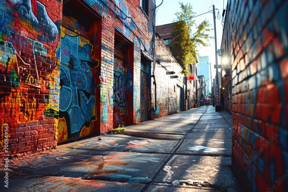 epic street art graffiti style art on walls and houses around town ...