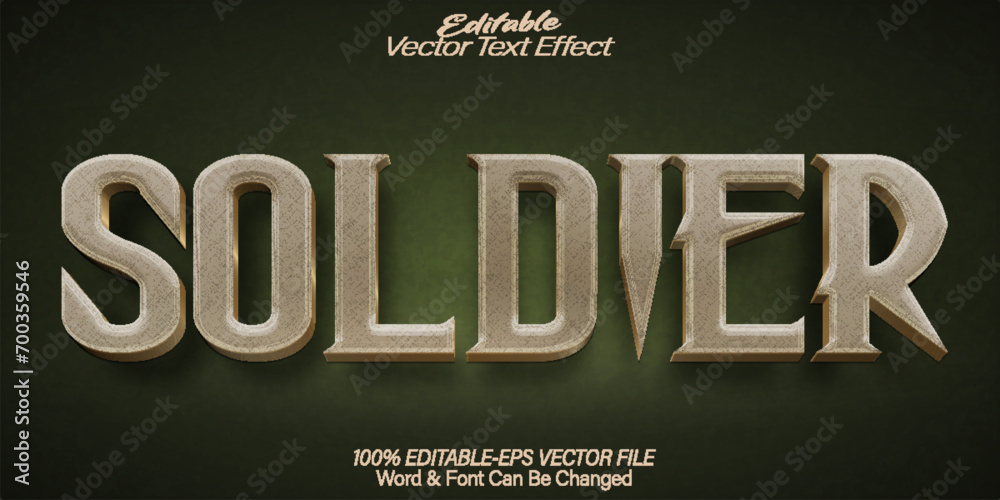 Soldier Vector Text Effect Editable Alphabet War Warrior Army Armor ...