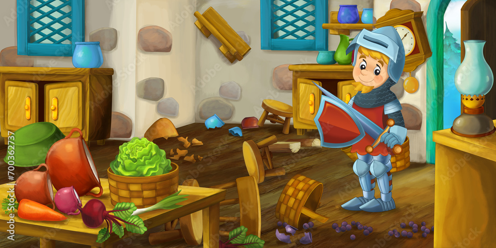 Cartoon background for fairy tale interior of old fashioned house ...