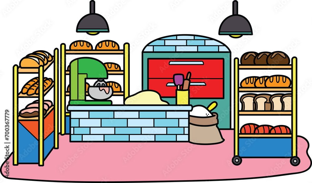 Bakery Shop Scene Clip Art Illustration Stock Illustration | Adobe Stock