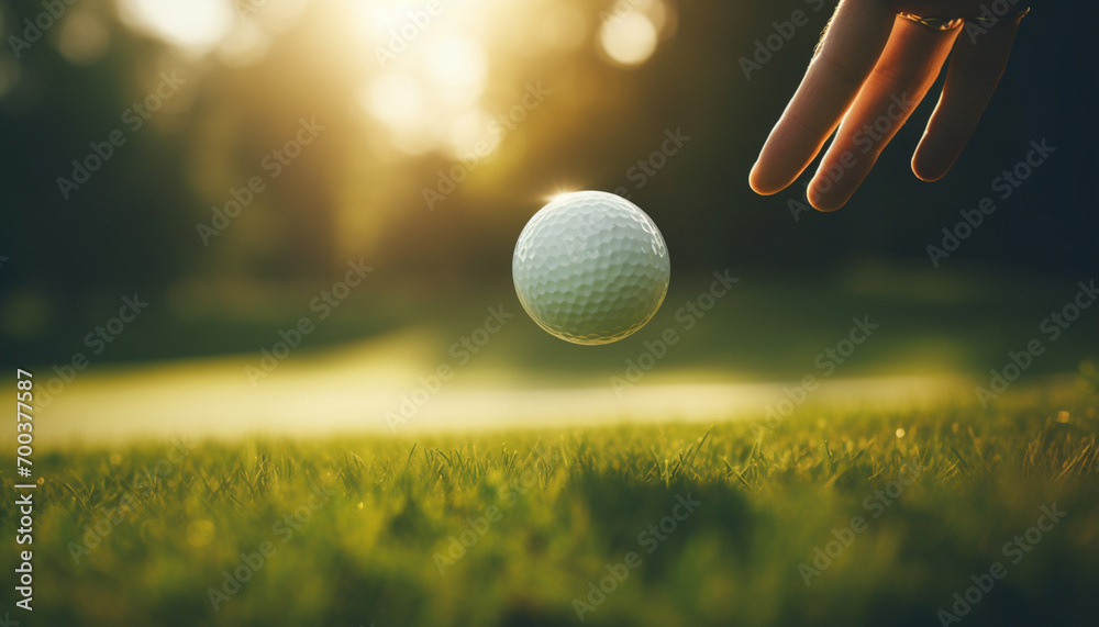 Zoom in on the precision of golf with a close up of a golf ball resting ...