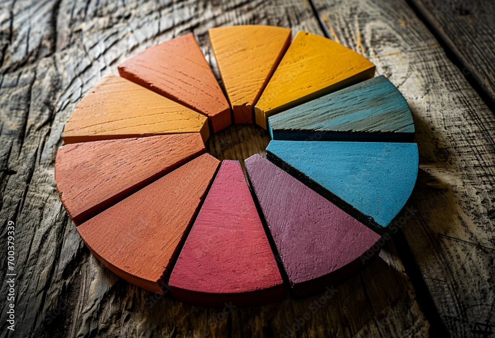 Сolorful math fractions on the wooden backgrounds. interesting math for ...