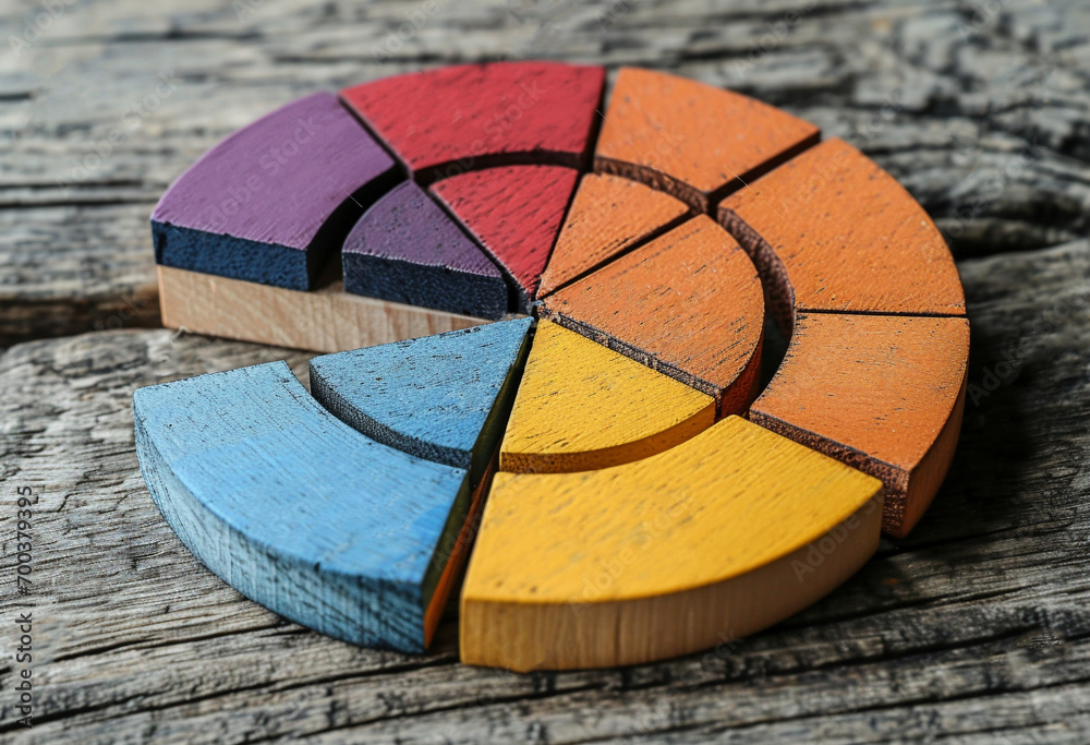 Сolorful math fractions on the wooden backgrounds. interesting math for ...