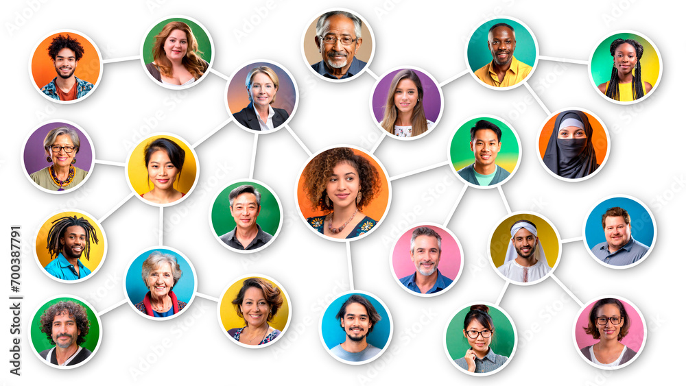 Diverse people. Social network or business team. All people are ...