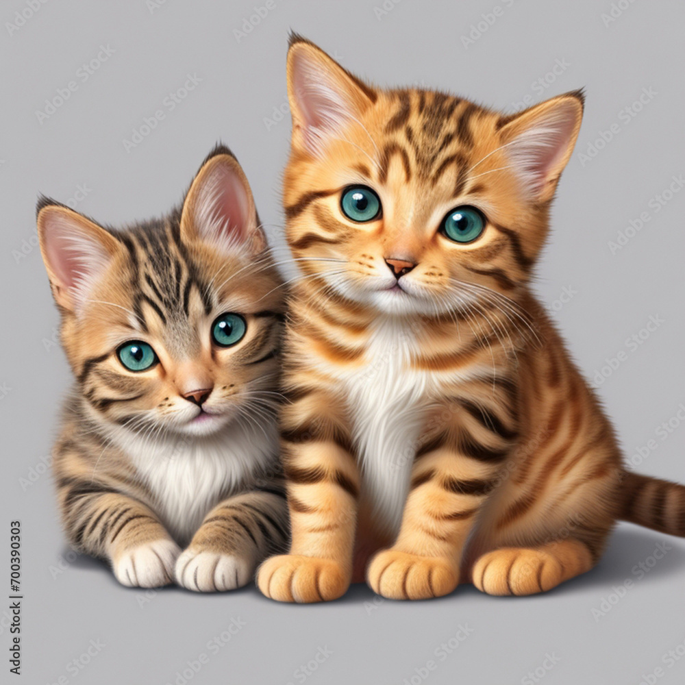 ilustración ultra detallada de gatitos bebés, colores cálidos, amor ...