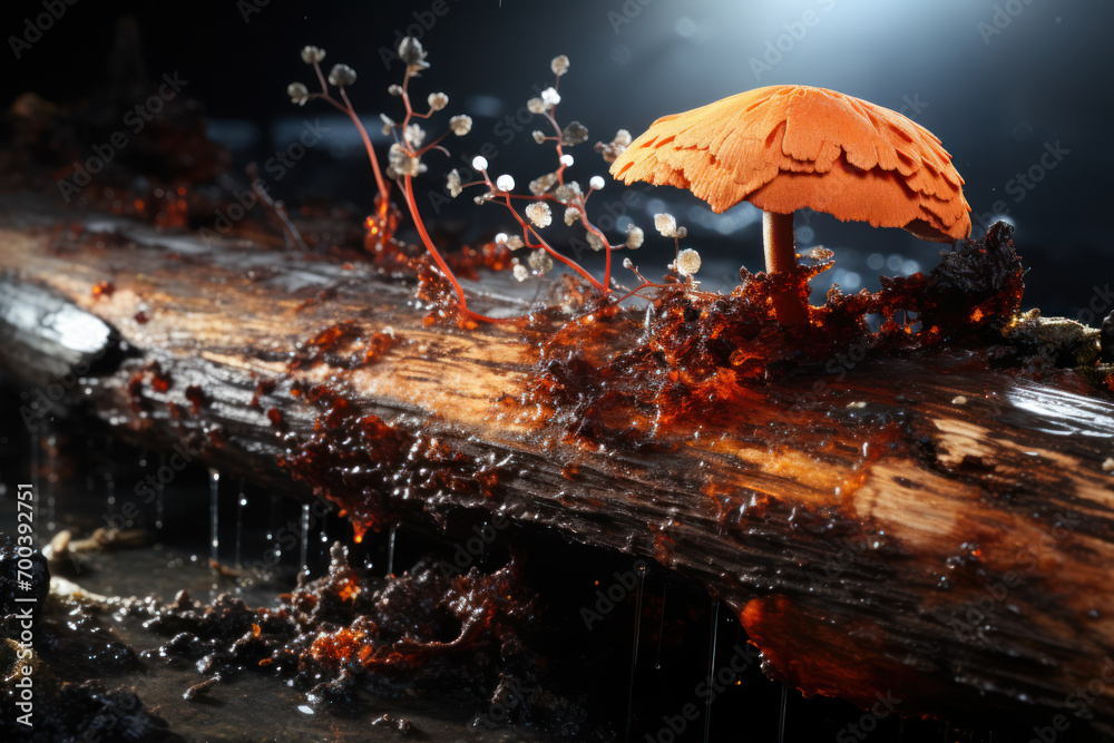 The microbial colonization of a decomposing log, highlighting the ...