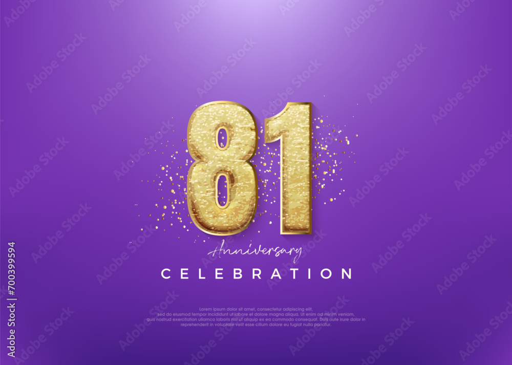 81st anniversary number, with shiny gold glitter number. Premium vector ...