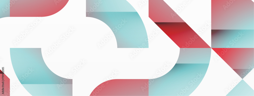 Assorted geometric shapes unite in a minimalistic abstract backdrop ...