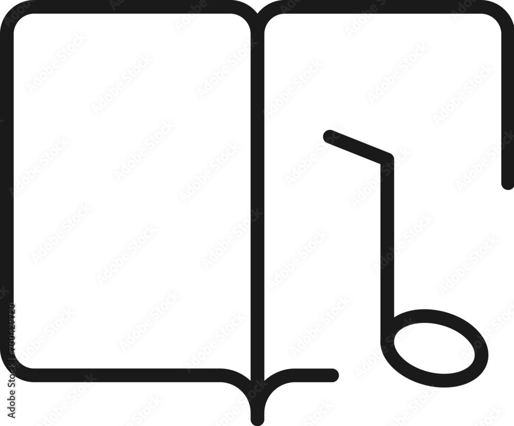 Musical Note By Book Vector Outline Symbol For Design, Infographics ...