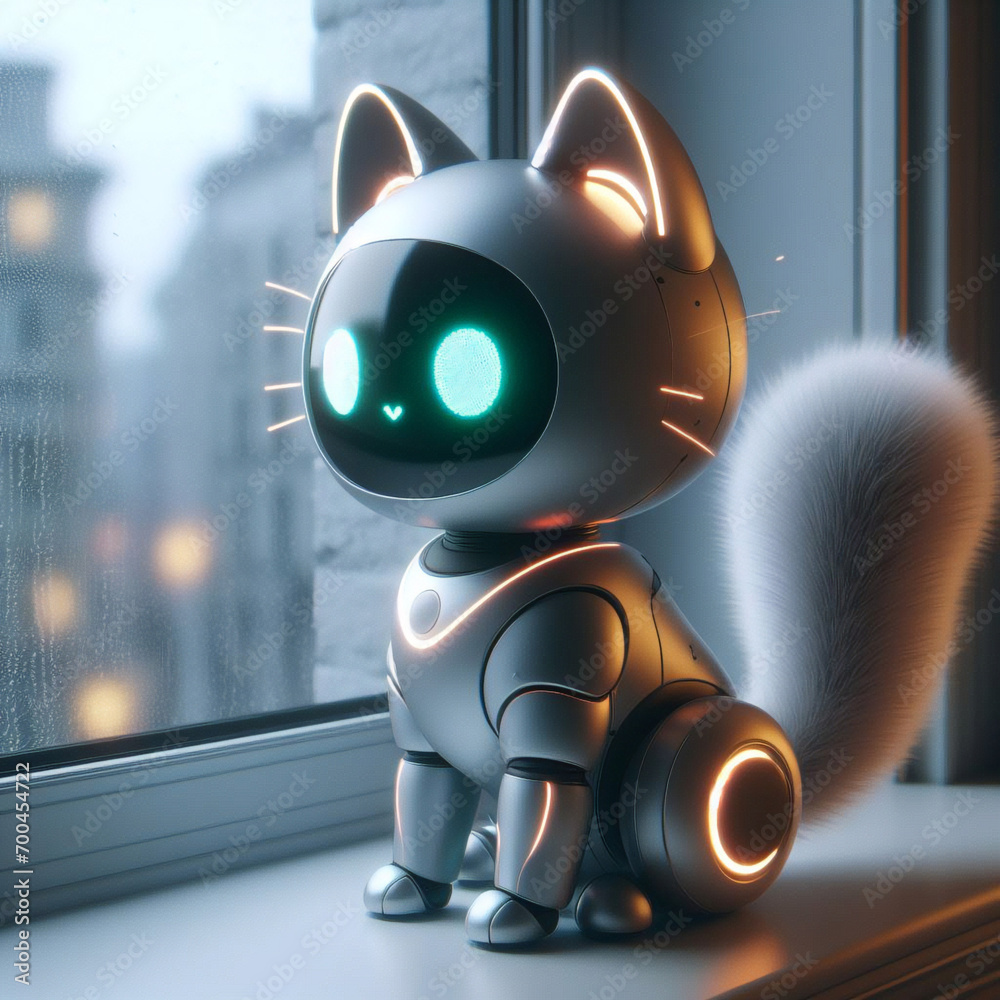 Cat robot standing, Futuristic knight, mechanical robot warrior, future ...