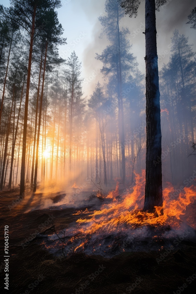 These images offer a glimpse into the aftermath of a forest fire, where ...