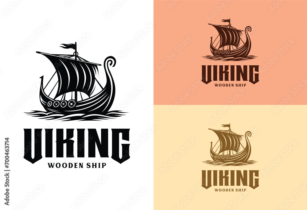 Vintage Traditional Longboat Viking War Ship Drakkar, Ancient Nordic ...