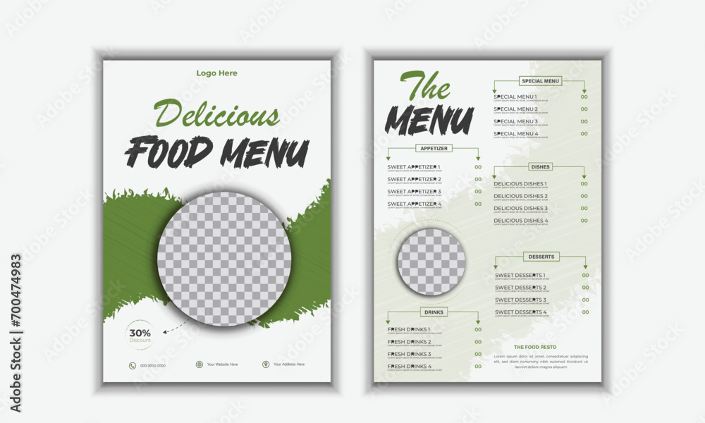 Beautiful food menu design template. Food menu and restaurant bifold ...