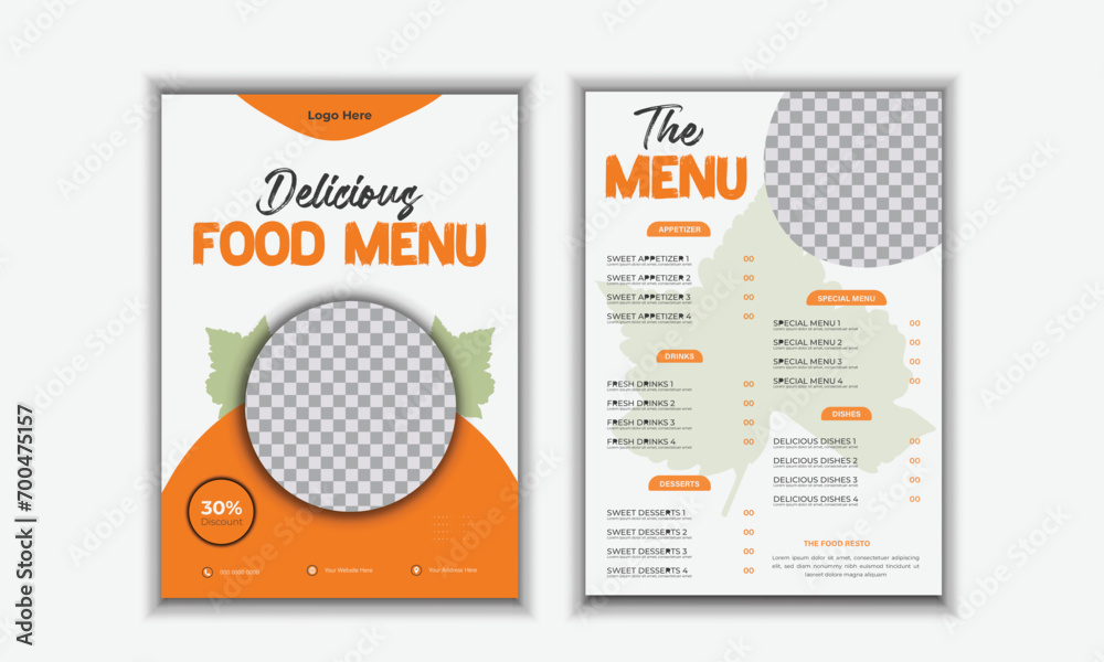 Beautiful food menu design template. Food menu and restaurant bifold ...
