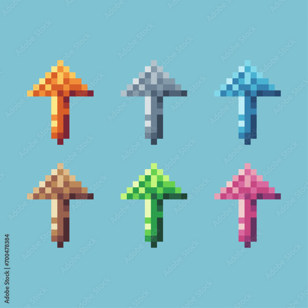 Pixel art sets of arrow up icon with variation color item asset. arrow ...