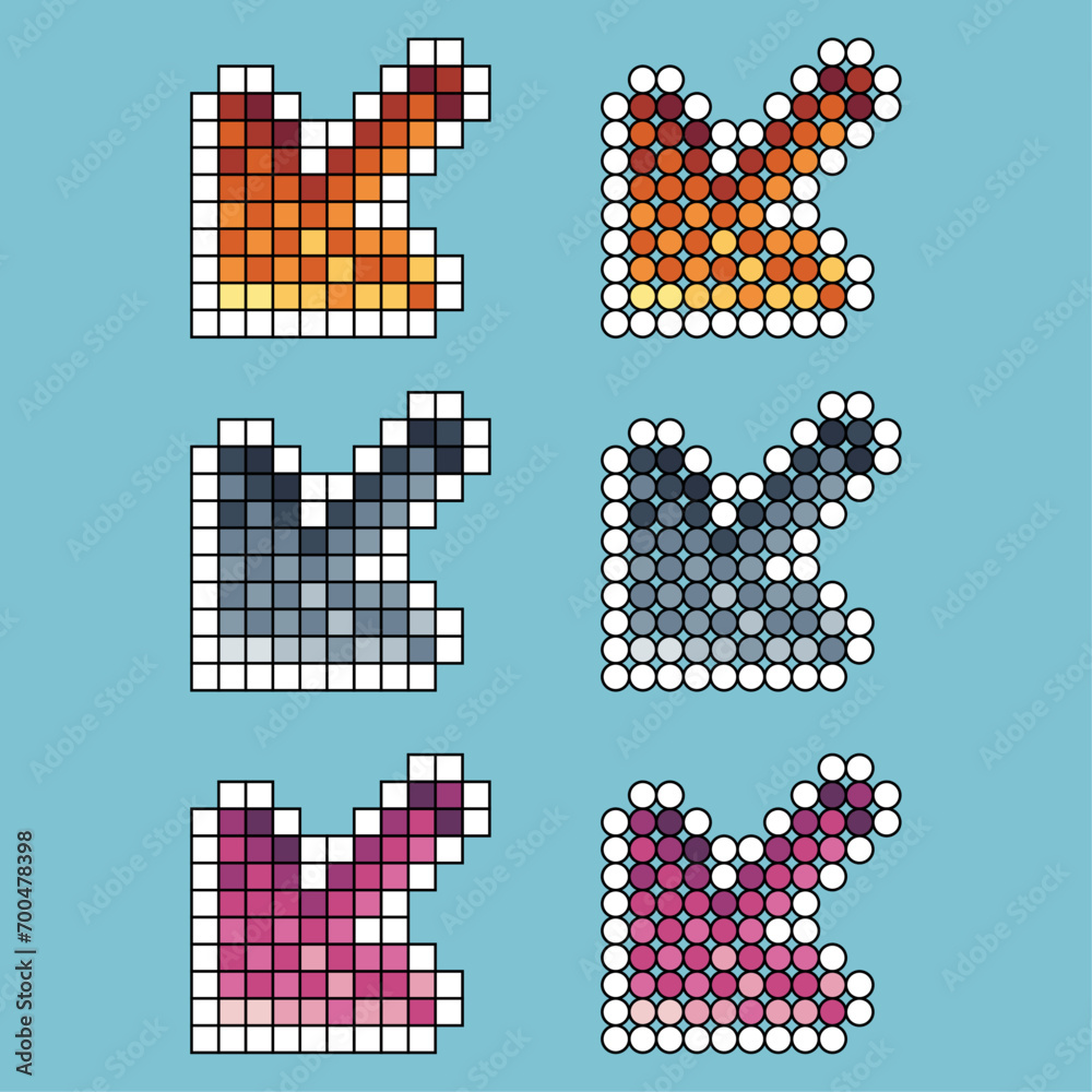 Pixel art stroke sets of arrow vector icon with variation color item ...
