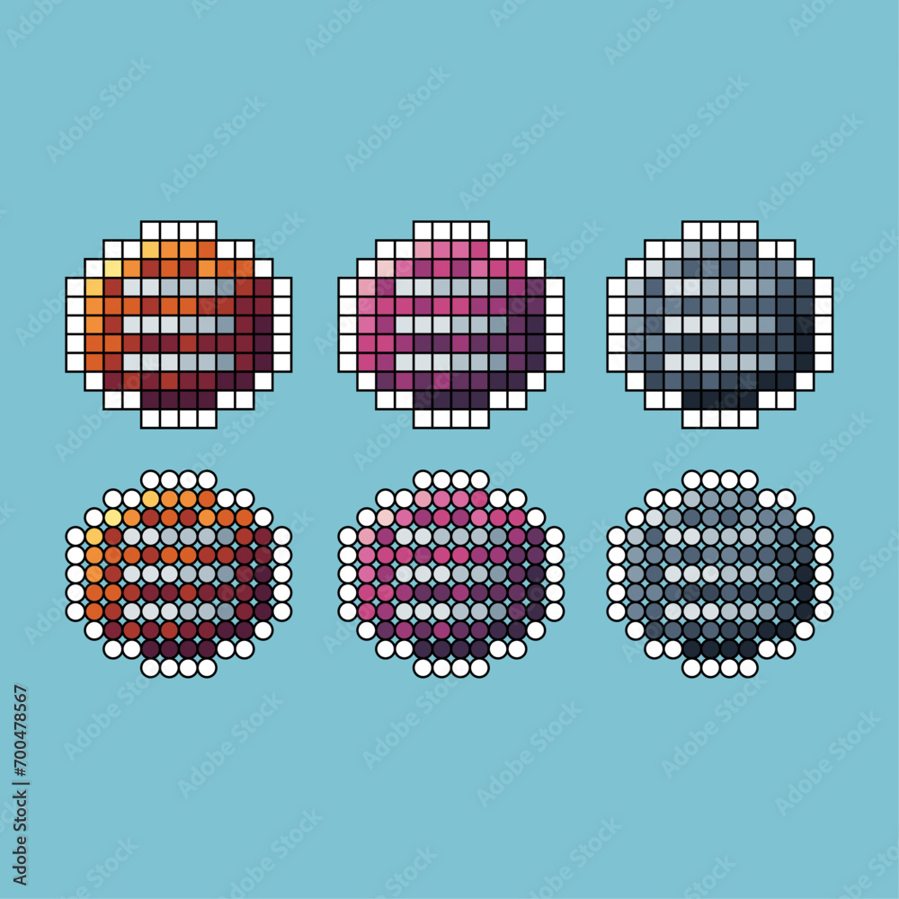 Pixel art stroke sets of menu icon with variation color item asset ...