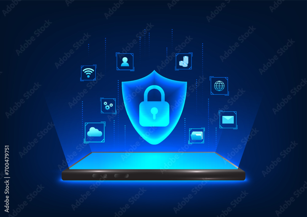 Cyber security technology background, cyber data protection technology ...