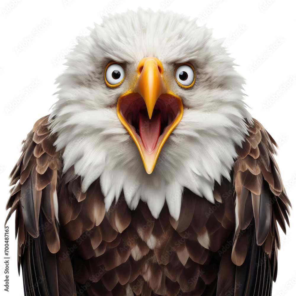 American bald eagle excited looking to surprised isolated on ...