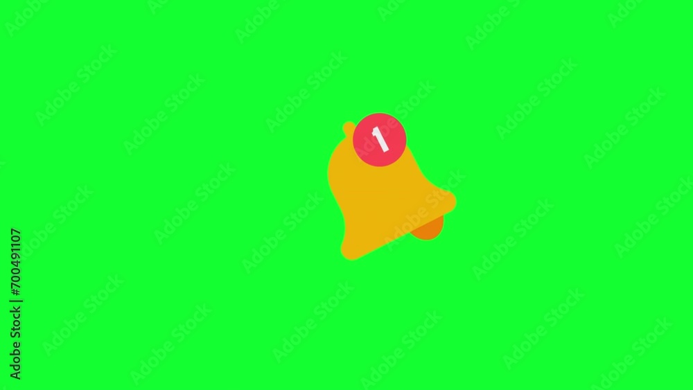 Notification bell icon animation on transparent background and green ...