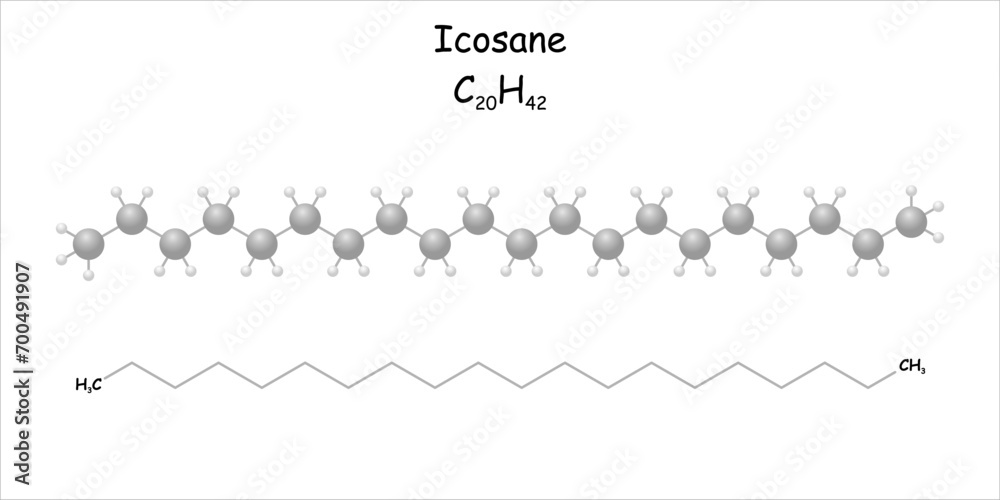Photo & Art Print Stylized molecule model/structural formula of icosane ...
