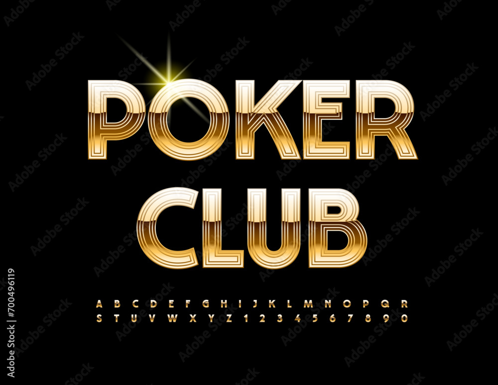 Vector luxury sign Poker Club. Cool Gold Font. Elite Alphabet Letters ...