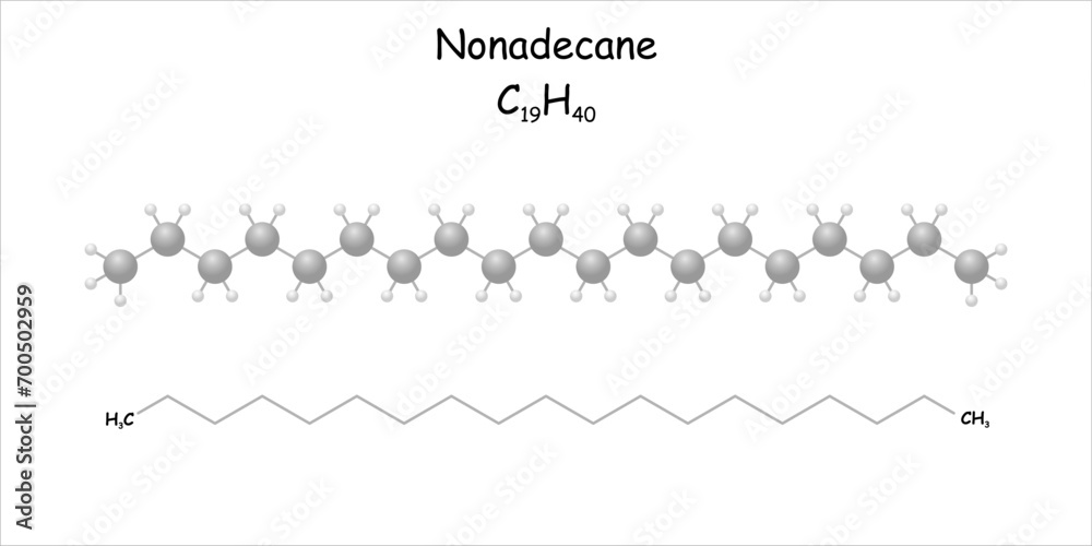 Stylized molecule model/structural formula of nonadecane. Stock Vector ...
