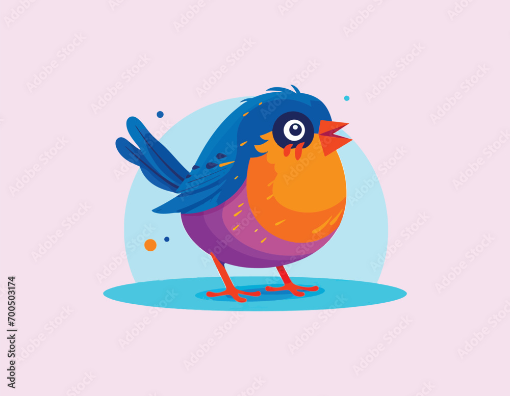 funny blue and red bird cartoon vector on a isolated background Stock ...