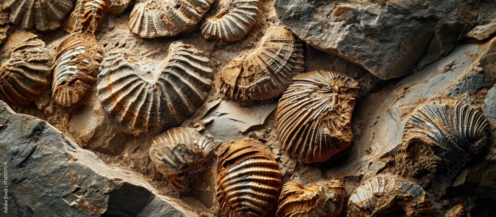Fossils of brachiopods marine invertebrates from Devonian period ...