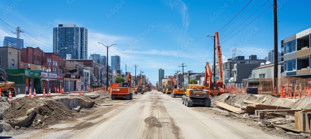 Road repaired construction project. Generative AI technology. Stock ...