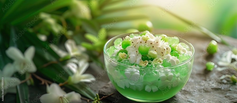 Buko Pandan Salad is a Filipino made with green jelly cubes tropical ...