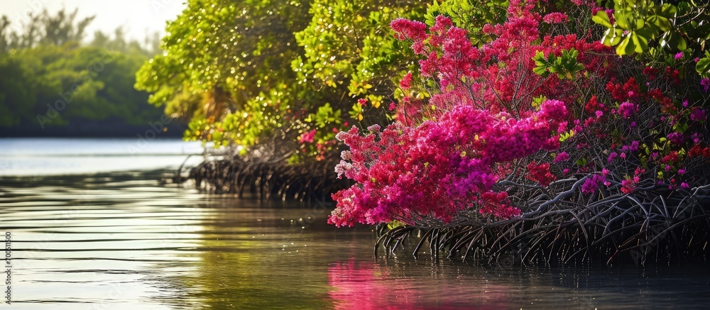 A captivating photograph of a mangrove forest in full bloom with ...
