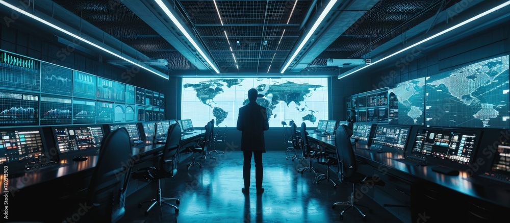 In the System Control Room Manager Holds a Briefing for His Staff ...