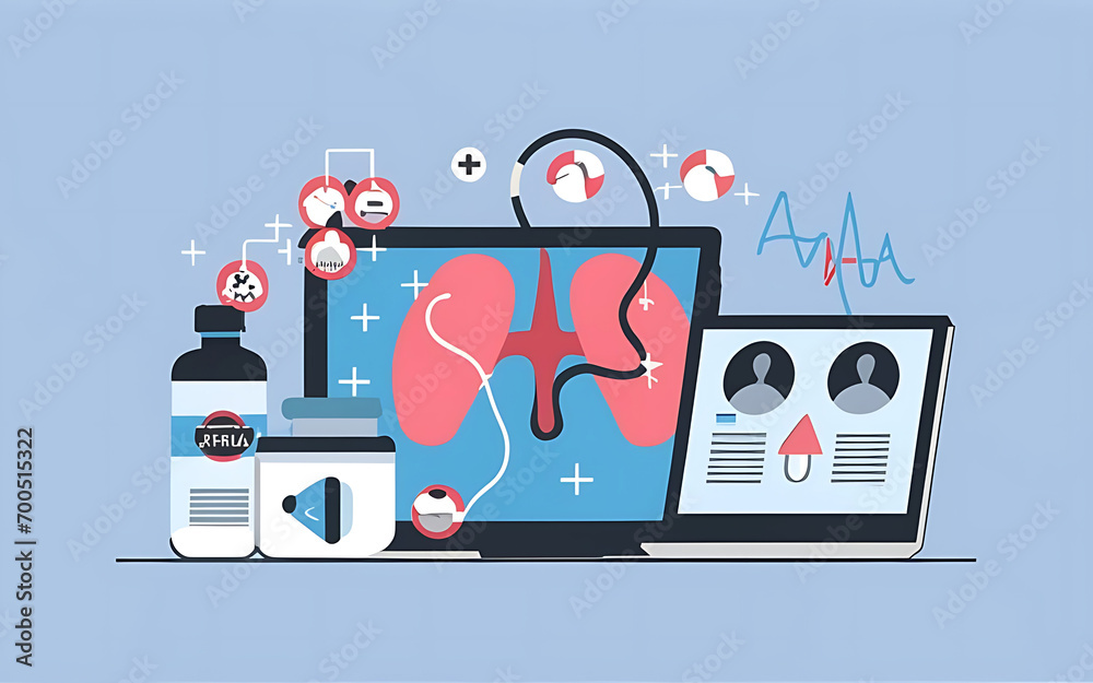 futuristic medical research or kidney health care with diagnosis and ...