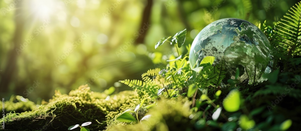 Environmentally friendly planet Concept Sprout with green leaves and a ...