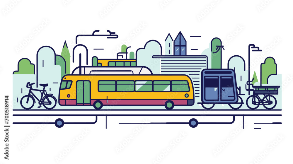 efficiency of public transportation in a vector scene featuring diverse ...