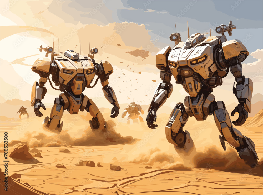 Create a visually stunning vector composition depicting a squad of ...