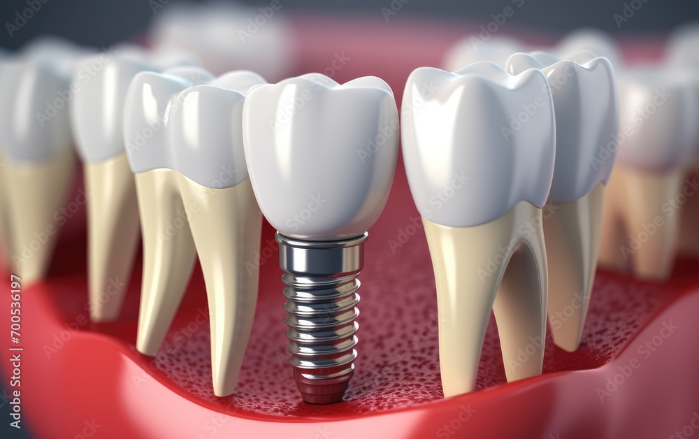 Anatomy of healthy teeth and tooth dental implant in human dentura ...