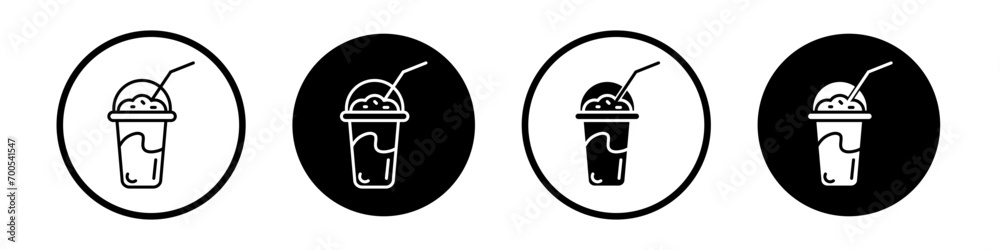 Frappe icon set. chocolate milkshake cup vector symbol. coffee slush ...