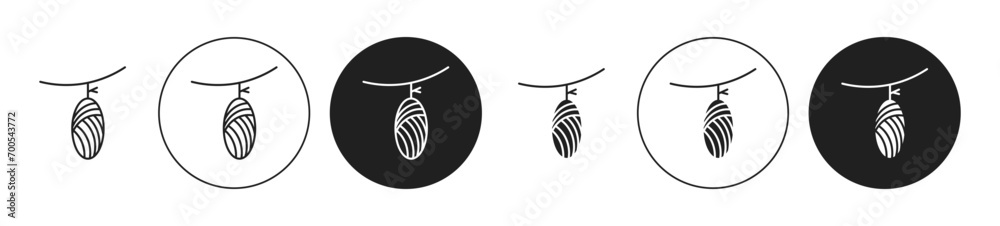 Vetor de Cocoon vector icon set. Butterfly silkworm symbol. Caterpillar ...