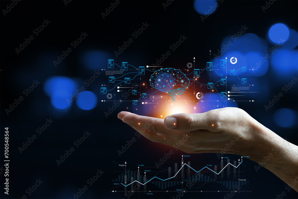 AI dashboard displays performance, progress indicators, KPIs and ...