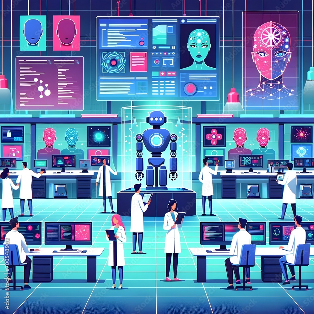 Modern Laboratory with Artificial Intelligence Image Recognition Being ...