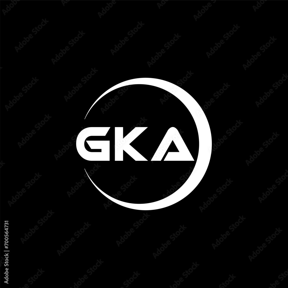GKA letter logo design with black background in illustrator, cube logo ...