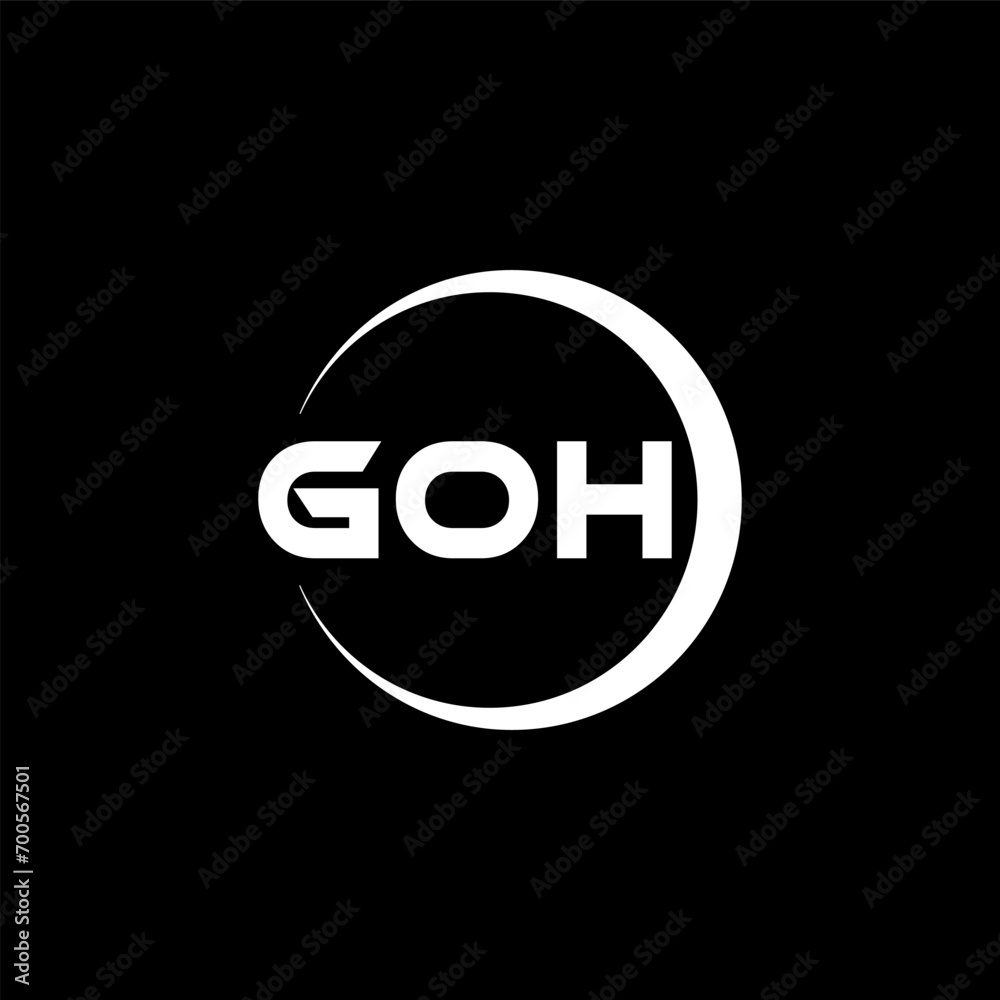 GOH letter logo design with black background in illustrator, cube logo ...