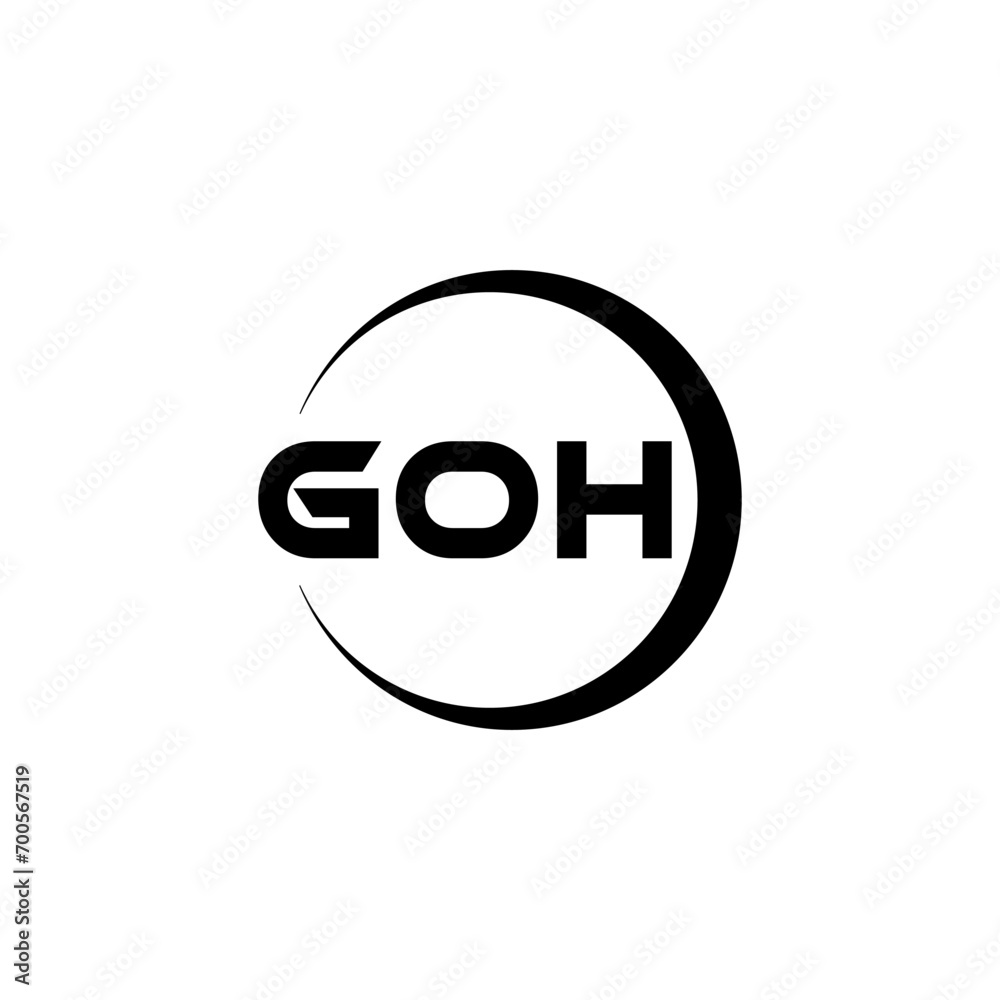 GOH letter logo design with white background in illustrator, cube logo, vector logo, modern ...