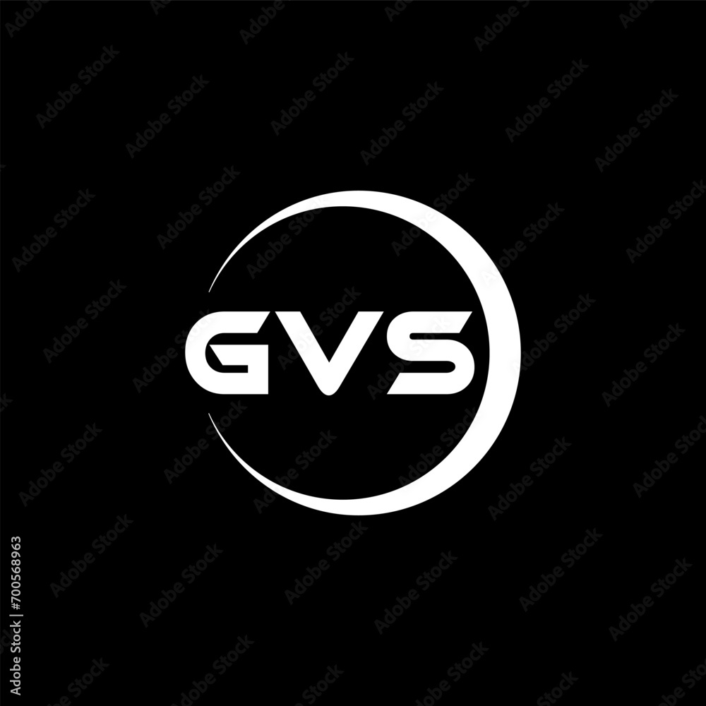 GVS letter logo design with black background in illustrator, cube logo ...