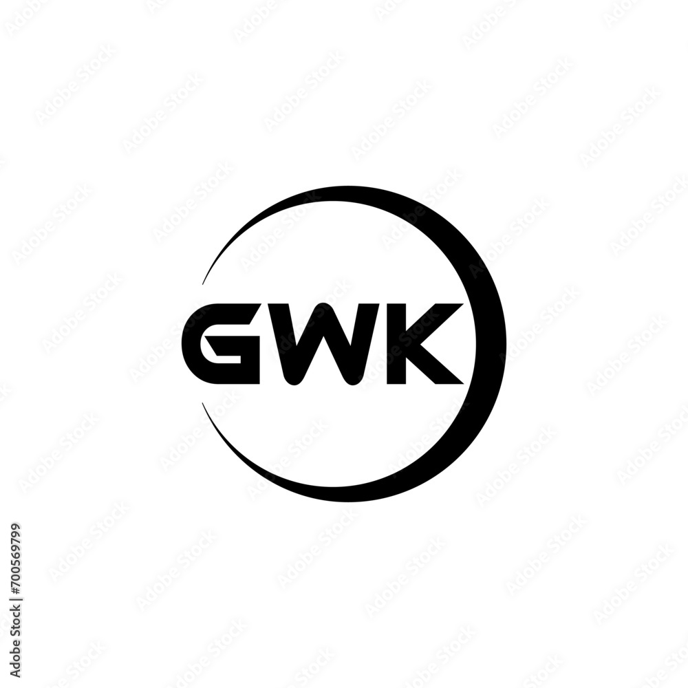 GWK letter logo design with white background in illustrator, cube logo ...